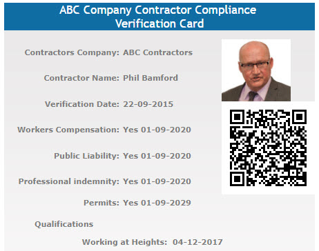Contractors Identification Card | WHS Systems